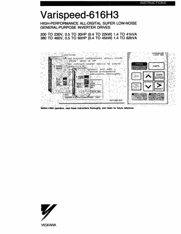 Yaskawa H3 Drive Manual | Manualzz