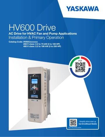 Yaskawa HV600 Narrow Configured Installation & Primary Operation | Manualzz