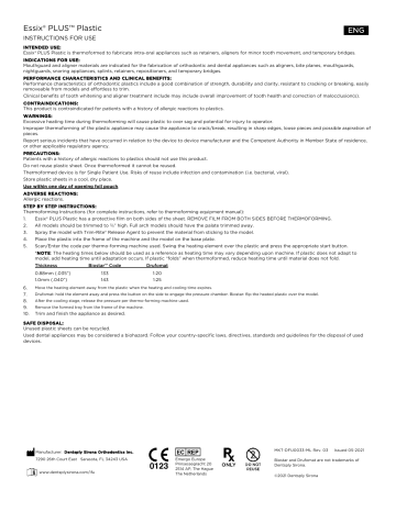 Dentsply Sirona Essix-PLUS-Plastic Operativní instrukce | Manualzz