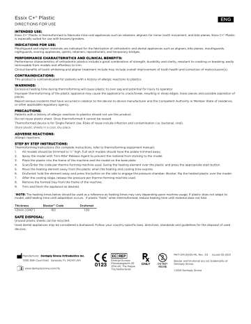 Dentsply Sirona Essix-C-Plus-Plastic Mode d'emploi | Manualzz
