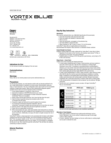 Dentsply Sirona Vortex Blue Rotary File Instructions for use | Manualzz