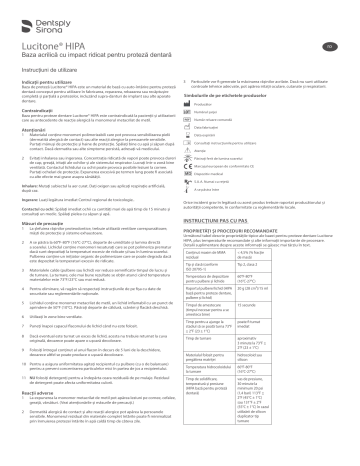 Dentsply Sirona Lucitone HIPA Denture Base Instrucțiuni de utilizare ...