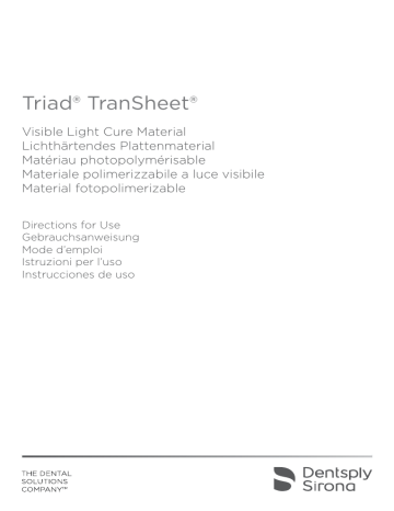 Dentsply Sirona Triad TranSheet Instructions for use | Manualzz