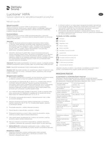 Dentsply Sirona Lucitone HIPA Denture Base Návod na používanie | Manualzz