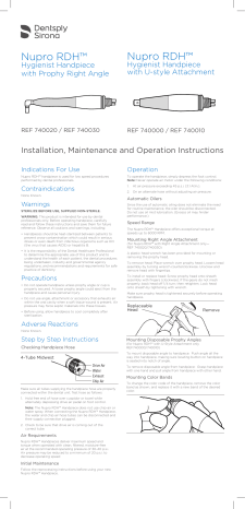 Dentsply Sirona Nupro RDH Hygienist Handpiece Instructions for use ...