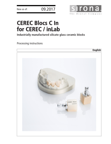 Dentsply Sirona CEREC Blocs C In Instructions for use | Manualzz