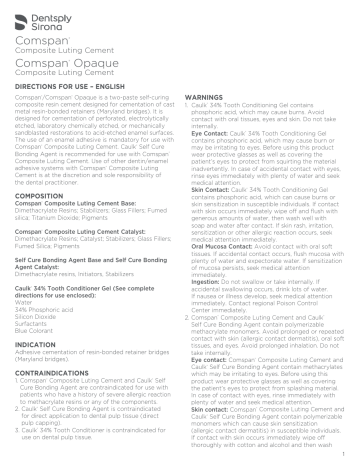 Dentsply Sirona Comspan/Comspan Opaque Instructions for use | Manualzz
