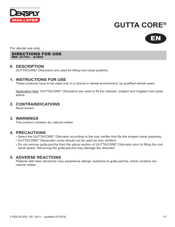 Dentsply Sirona GuttaCore Instructions for use | Manualzz