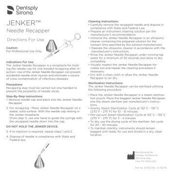Dentsply Sirona Jenker Needle Recapper Instructions for use | Manualzz