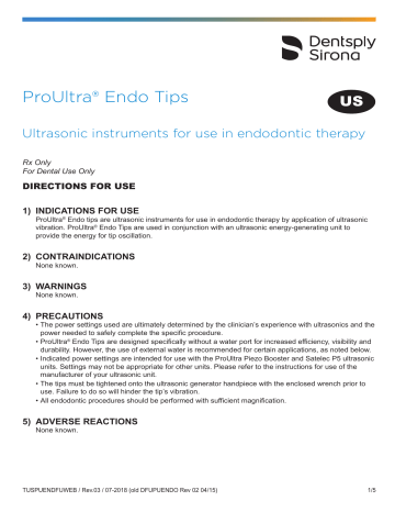 Dentsply Sirona ProUltra Endo Tips Instructions for use | Manualzz