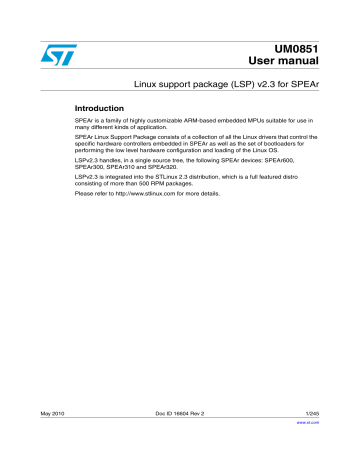 STMicroelectronics SPEAr600 User Manual | Manualzz