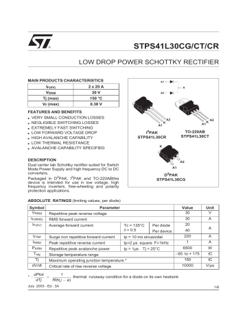 STMicroelectronics STPS41L30C Datasheet | Manualzz