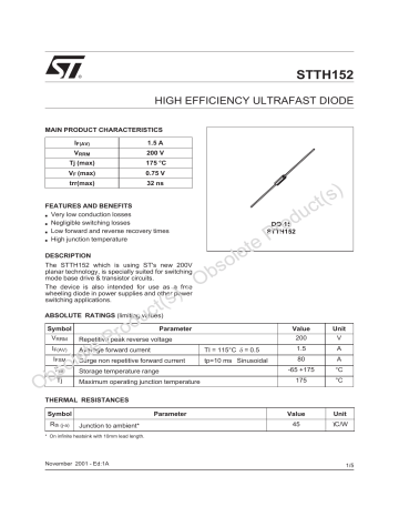 STMicroelectronics High efficiency ultrafast diode Datasheet | Manualzz