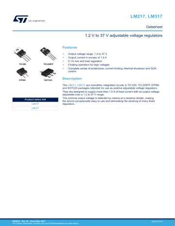 STMicroelectronics LM317 Datasheet | Manualzz