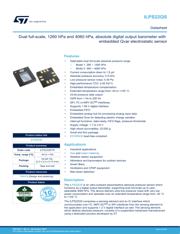 STMicroelectronics ILPS22QS Datasheet | Manualzz