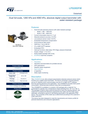 STMicroelectronics LPS28DFW Datasheet | Manualzz