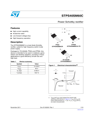 STMicroelectronics STPS40SM60C Datasheet | Manualzz