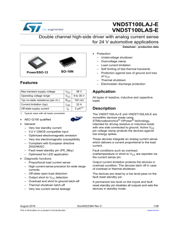 STMicroelectronics VND5T100LAS-E Datasheet | Manualzz
