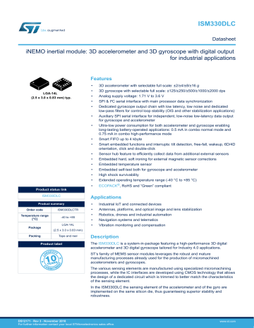 STMicroelectronics ISM330DLC Datasheet | Manualzz