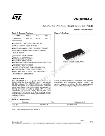 STMicroelectronics Quad channel high side driver Datasheet | Manualzz