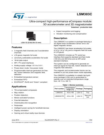 STMicroelectronics LSM303C Datasheet | Manualzz