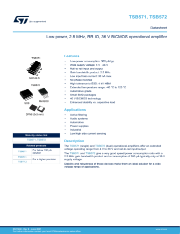 STMicroelectronics TSB571 Datasheet | Manualzz
