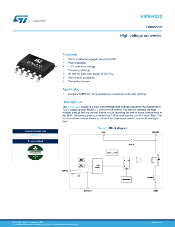 STMicroelectronics VIPER222 Datasheet | Manualzz