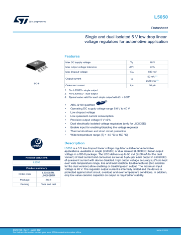 STMicroelectronics L5050 Datasheet | Manualzz