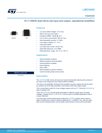 STMicroelectronics LMC6482 Datasheet | Manualzz