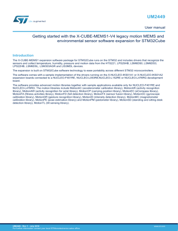 STMicroelectronics X-CUBE-MEMS1-V4 User Manual | Manualzz