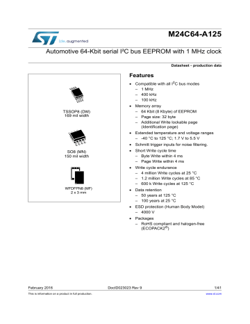 STMicroelectronics M24C64-A125 Datasheet | Manualzz
