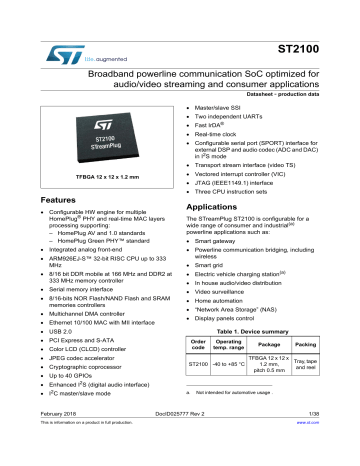 STMicroelectronics ST2100 Datasheet | Manualzz