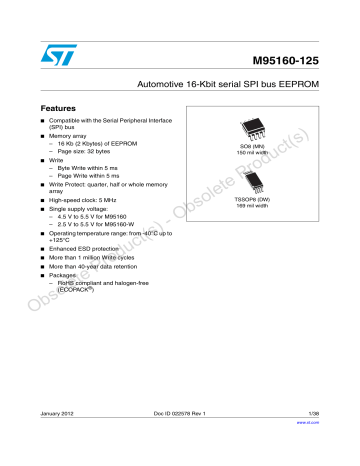 STMicroelectronics M95160-125 Datasheet | Manualzz