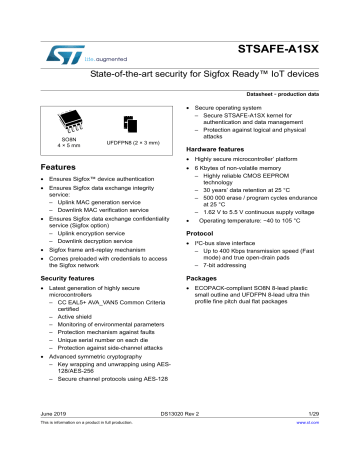 STMicroelectronics STSAFE-A1SX Datasheet | Manualzz