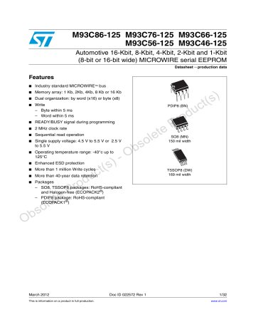 STMicroelectronics M93C86-125 Datasheet | Manualzz