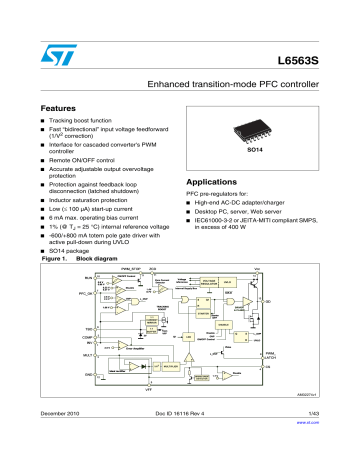 STMicroelectronics L6563S Datasheet | Manualzz