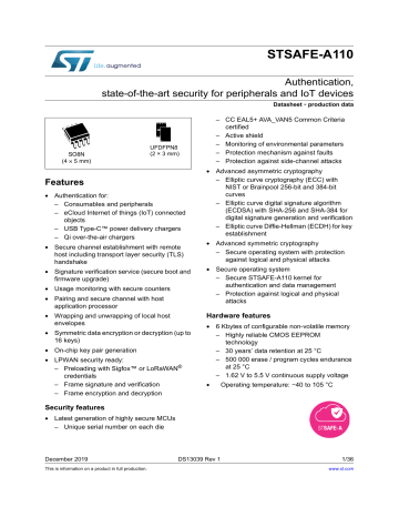 STMicroelectronics STSAFE-A110 Datasheet | Manualzz