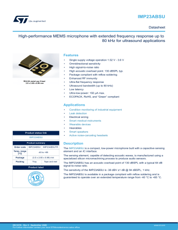 STMicroelectronics IMP23ABSU Datasheet | Manualzz