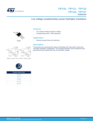 STMicroelectronics TIP127 Datasheet | Manualzz