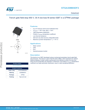 STMicroelectronics STGA30M65DF2 Datasheet | Manualzz