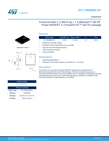 STMicroelectronics STL15N60M2-EP Datasheet | Manualzz