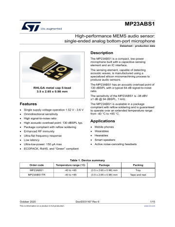 Package information. STMicroelectronics MP23ABS1 | Manualzz