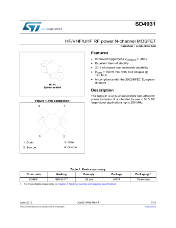 STMicroelectronics SD4931 Datasheet | Manualzz