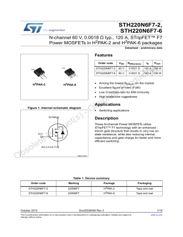STMicroelectronics STH220N6F7-6 Datasheet | Manualzz