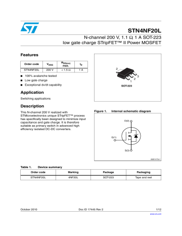 STMicroelectronics STN4NF20L Datasheet | Manualzz