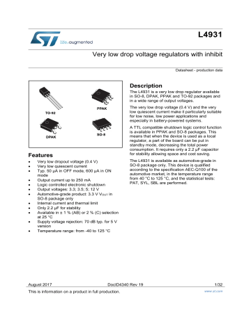 STMicroelectronics L4931 Datasheet | Manualzz
