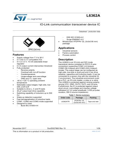 STMicroelectronics L6362A Datasheet | Manualzz