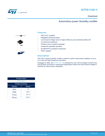 STMicroelectronics STPS1150-Y Datasheet | Manualzz
