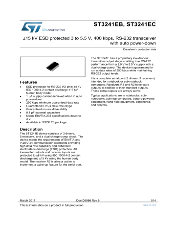 SSOP 28 tape and reel package information. STMicroelectronics ST3241EB ...