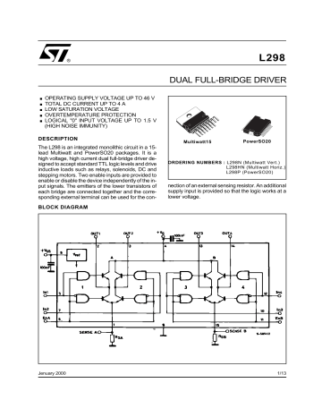 STMicroelectronics L298 Datasheet | Manualzz